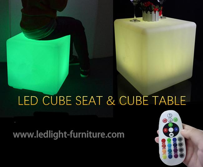 RGB Plastic LED Cube Seat Illuminated Night Club Furniture With Remote ...